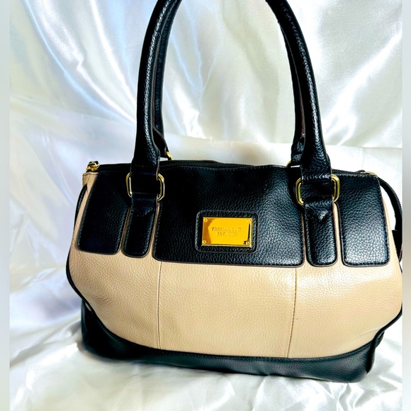 Tignanello | Bags | Tignanello Black And Cream Color Satchel | Poshmark